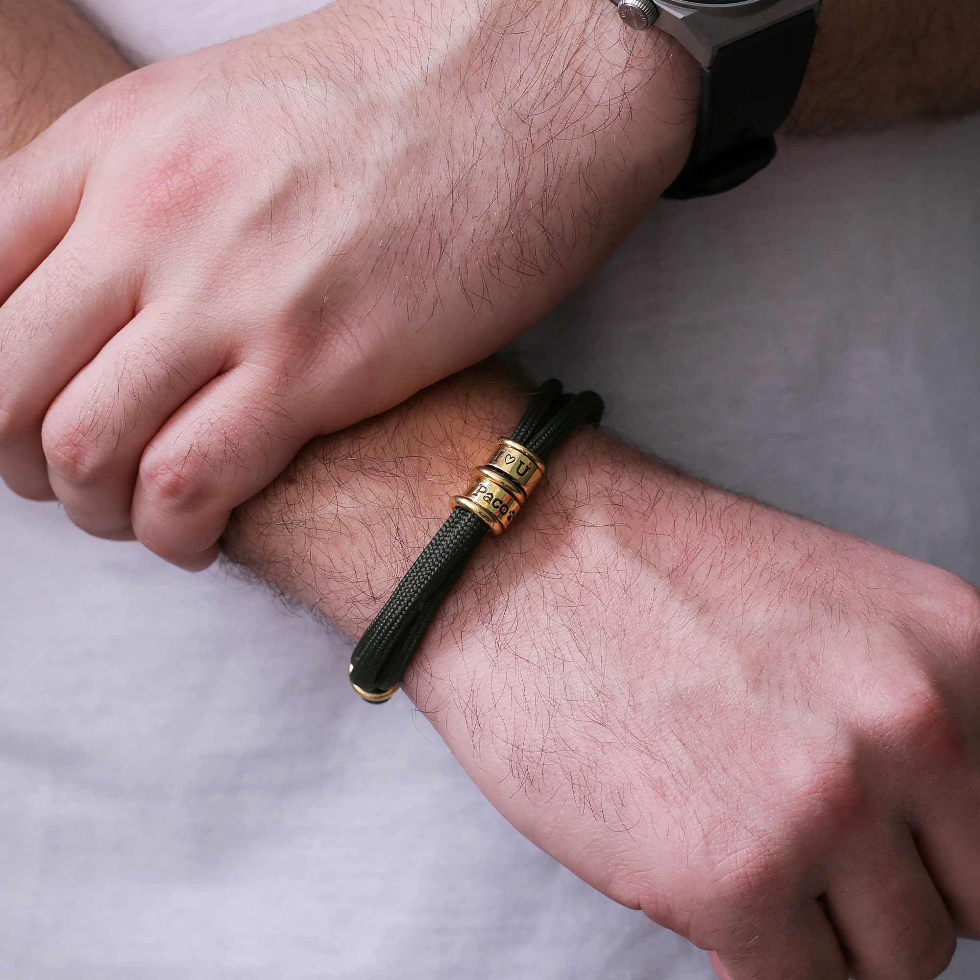 Custom Mens Adjustable Cord Bracelet, Personalized Men Birthday Gift ...