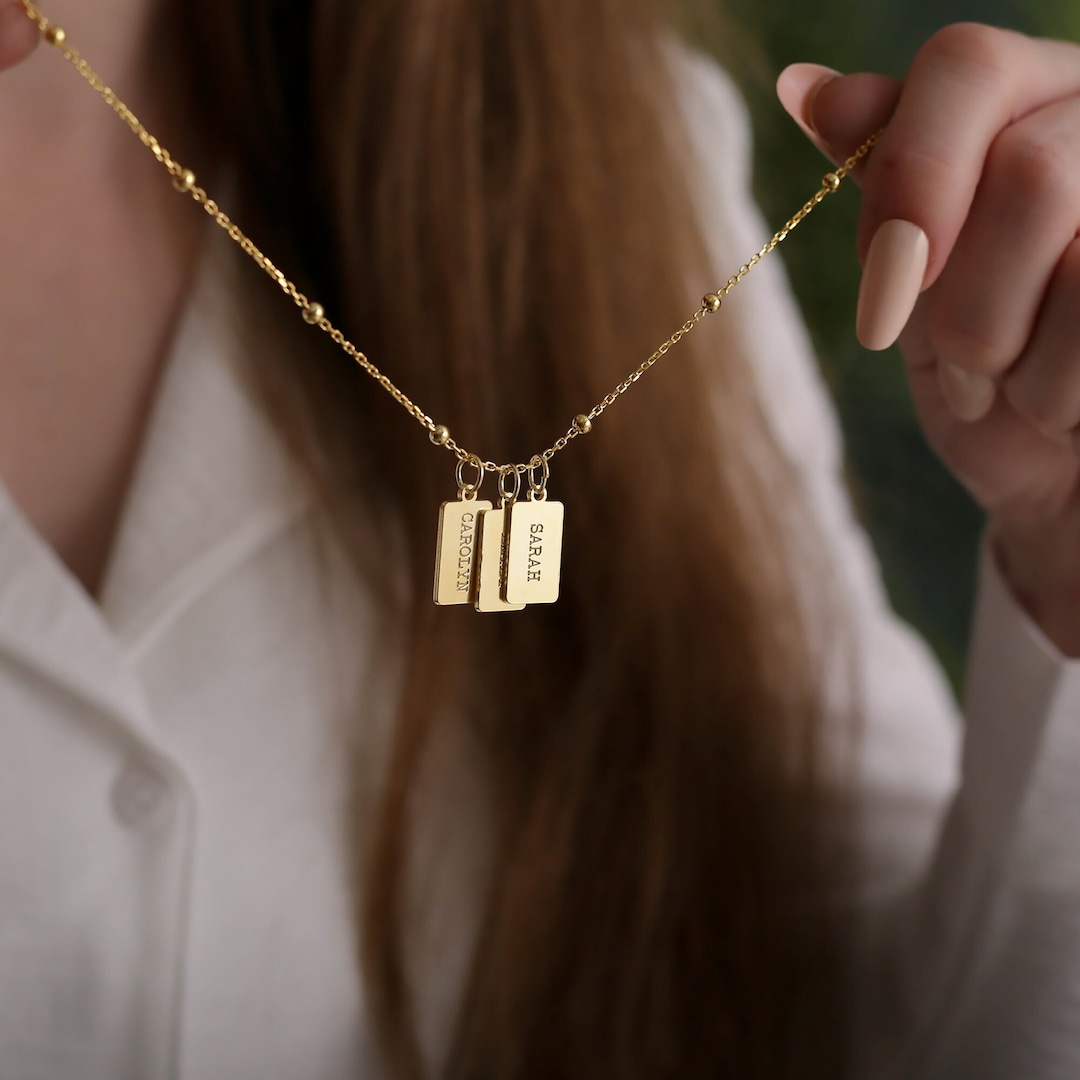 Personalized Multiple Bar Kids Name Necklace, Custom Name Tag Necklace ...