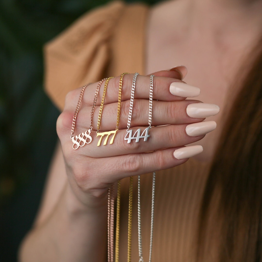 Angel Number Necklace With Curb Chain: Lucky Number Gift, Birthday Gift ...