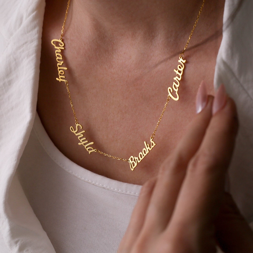 Multi Name Family Necklace, Custom Nameplate Necklace,personalized ...