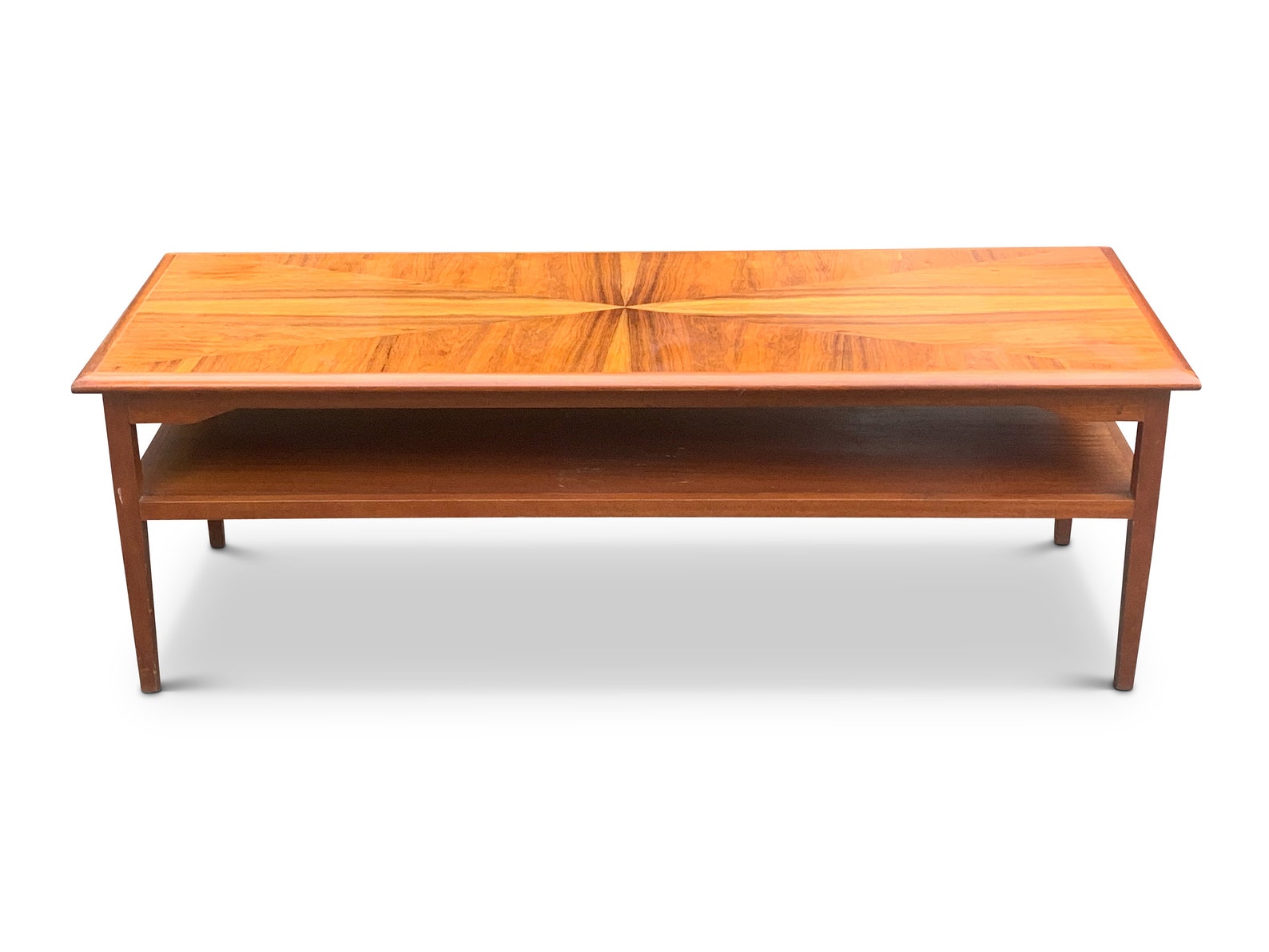 Teak Two-tier Rectangular Teak Coffee Table With Marquetry - Etsy UK