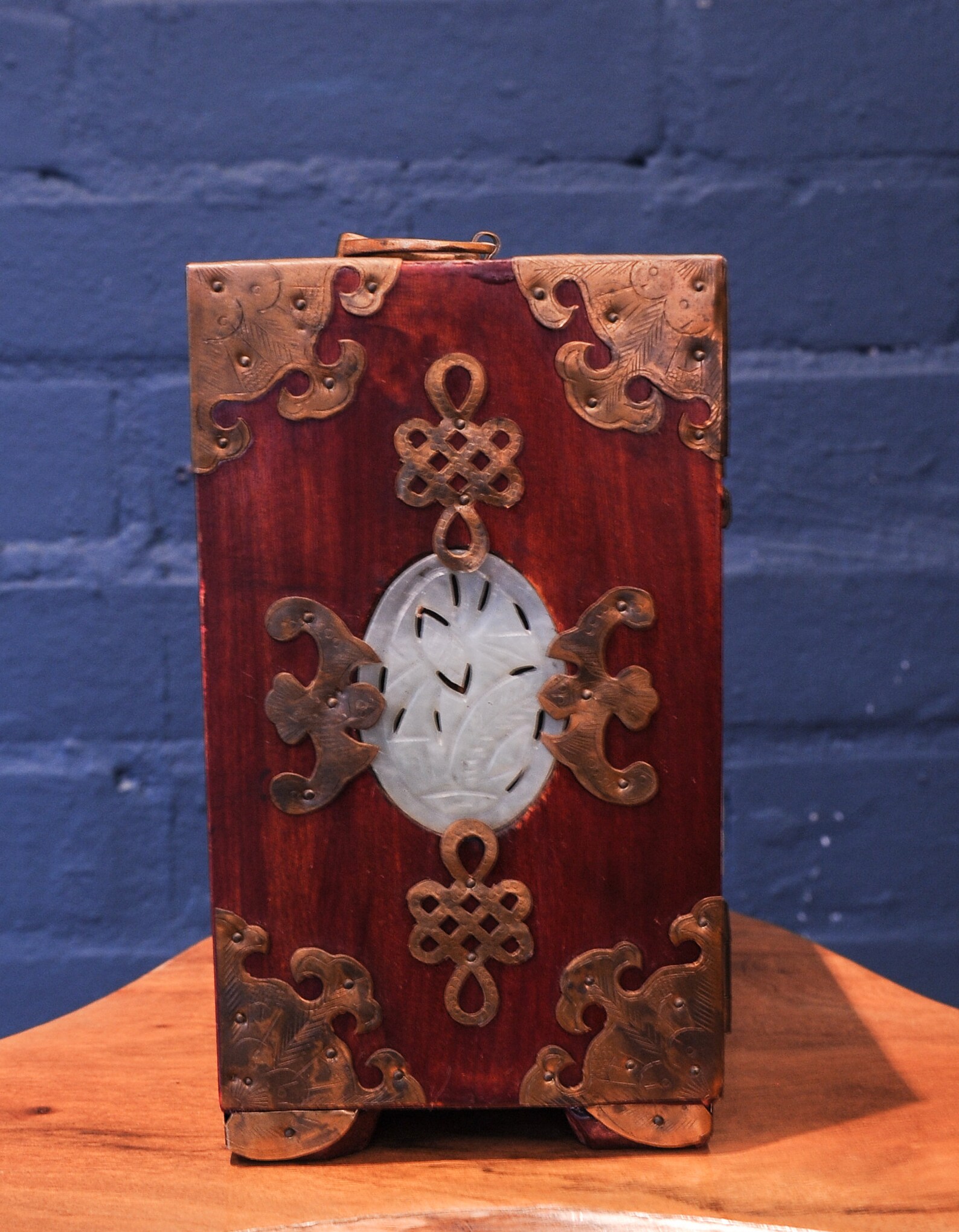 Chinese Mahogany Brass and Jade Traditional Keepsake Cabinet / - Etsy UK