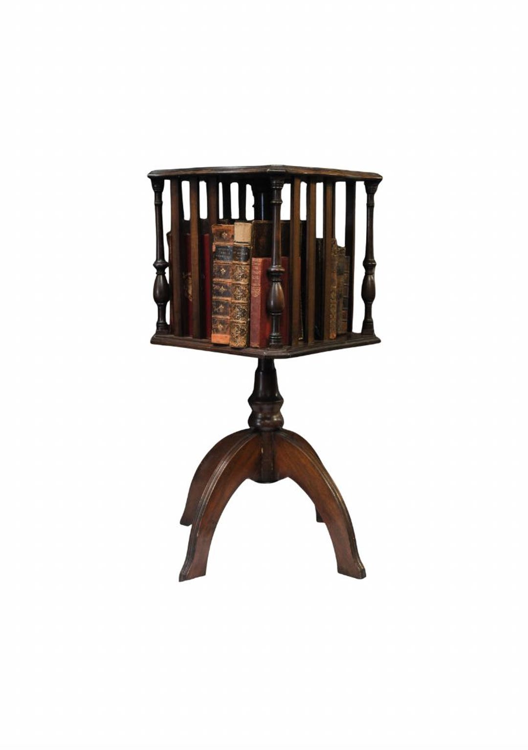 Antique Victorian Revolving Bookcase: 19th Century Handmade Floor ...