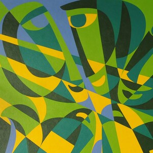 Ron Waddams British Quaker Artist Abstract Acrylic on Board Bearing ...