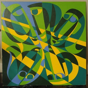 Ron Waddams British Quaker Artist Abstract Acrylic on Board Bearing ...