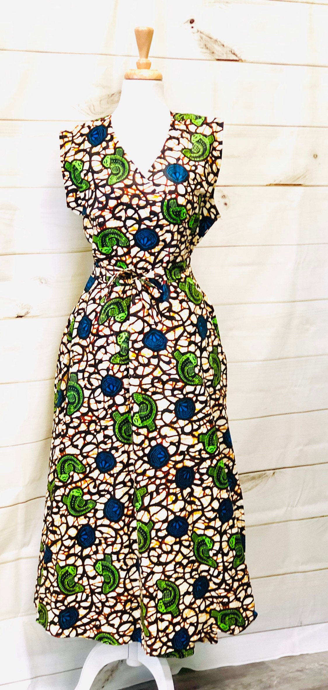 African Print Wrap Dress Sleeveless