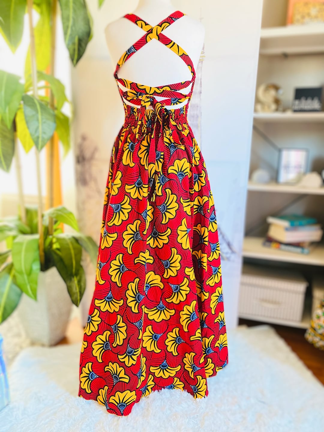 Spaghetti String Backless Ankara Maxi Dress - Etsy