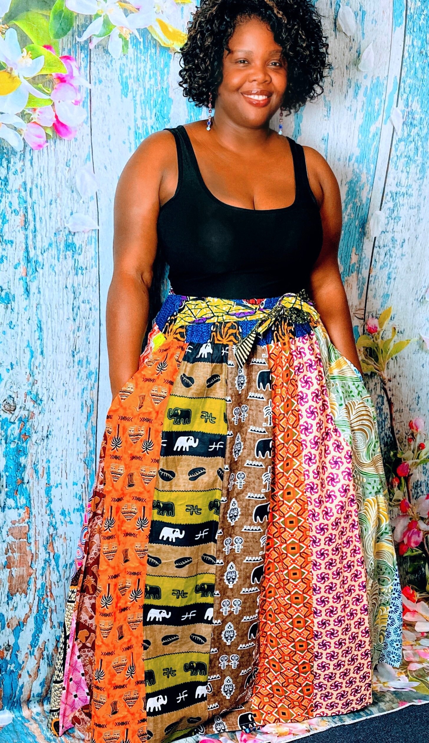 Ankara Print Maxi Skirt With Pockets