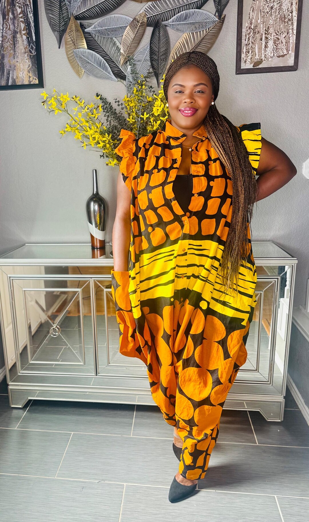 African Print Bottom Zip Jumpsuit - Etsy