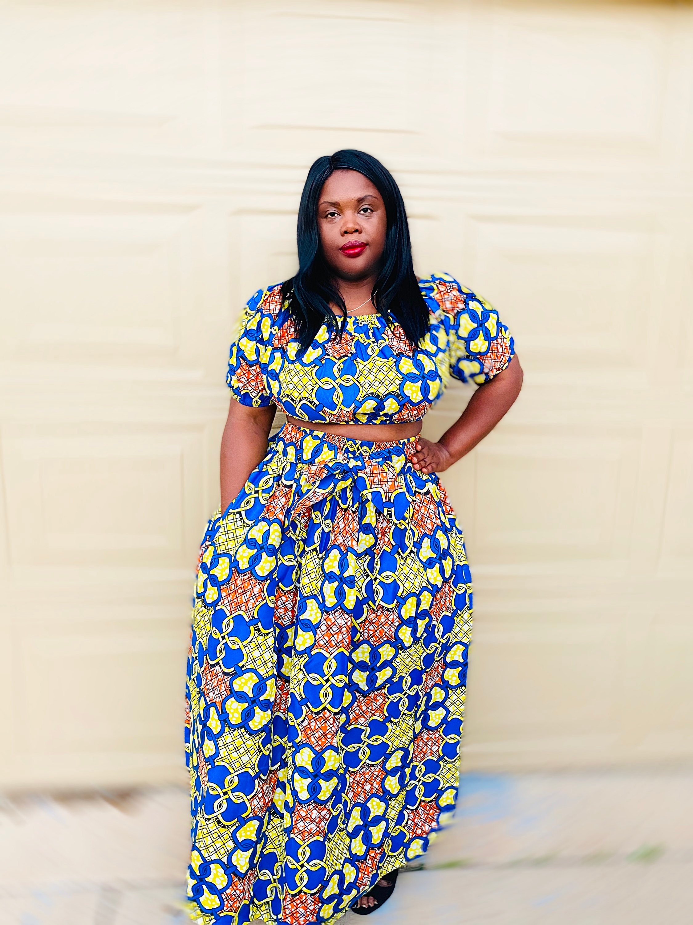 Ankara Crop Top And Maxi Skirt Set