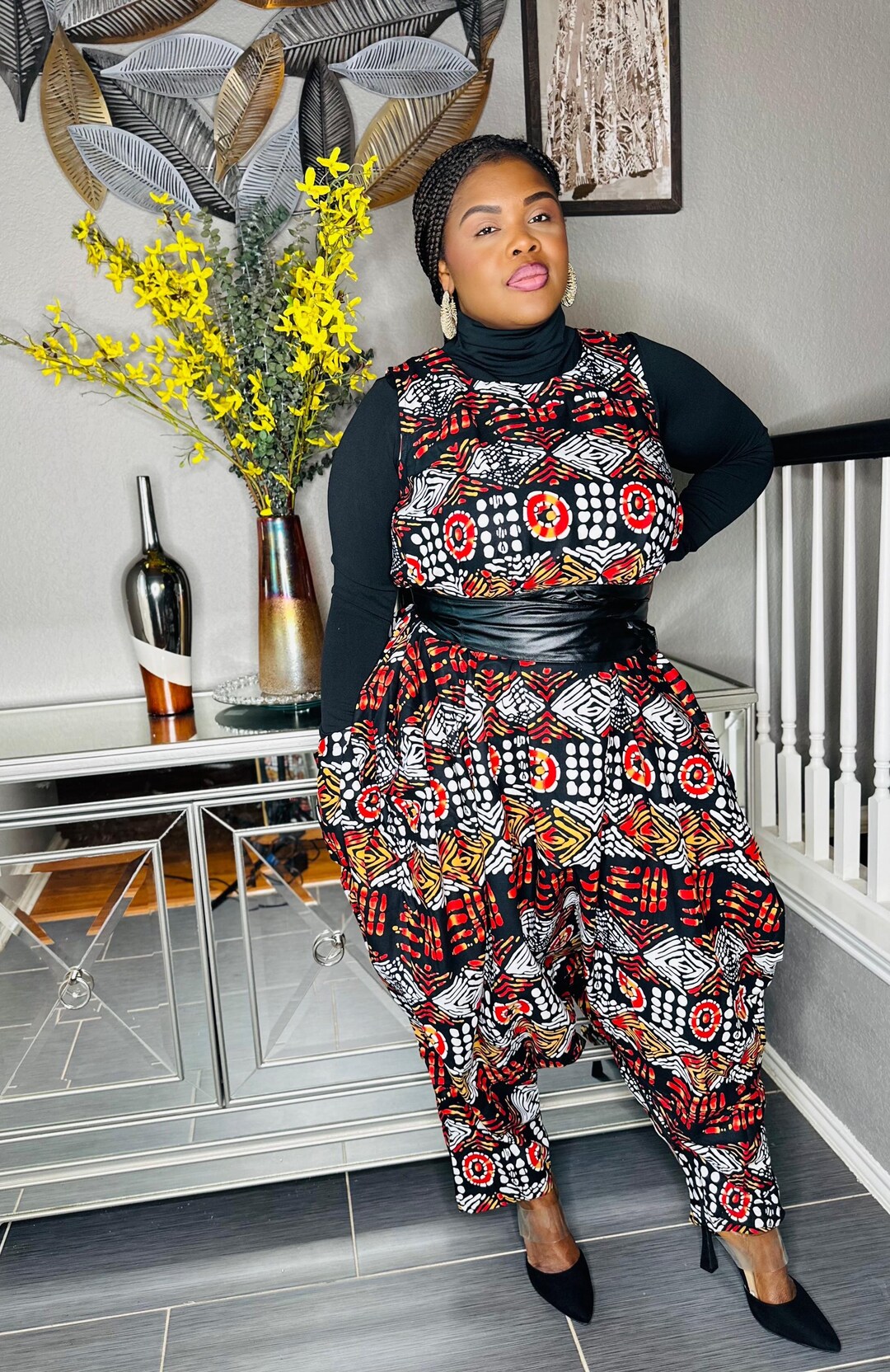 African Print Bottom Zip Jumpsuit - Etsy