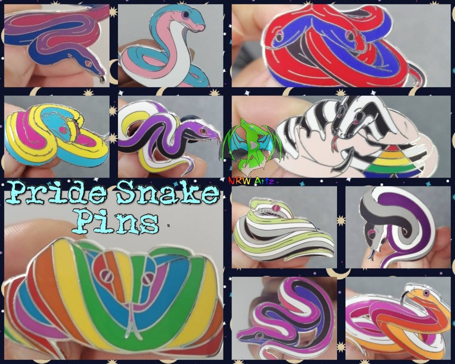 Pride Snake - Pied Ball Ally Pin by NRW Artz - Etsy