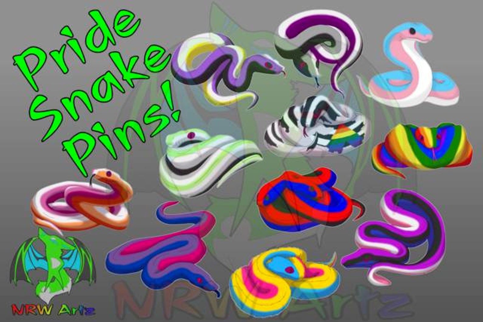 Pride Snake - Pied Ball Ally Pin by NRW Artz - Etsy