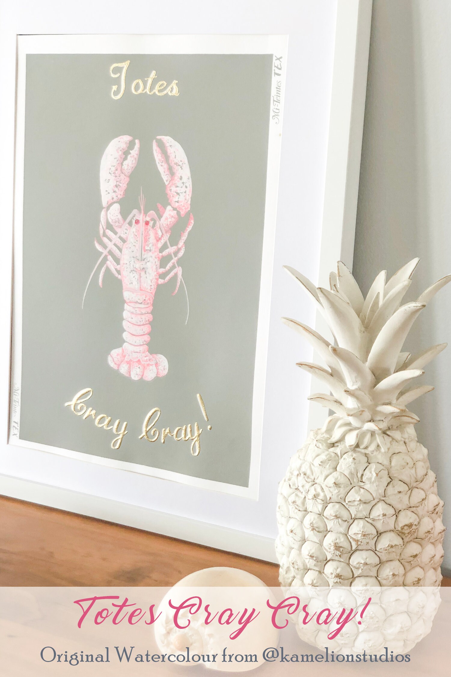 Totes Cray Cray Watercolour Lobster Coral Pink Crayfish - Etsy Australia