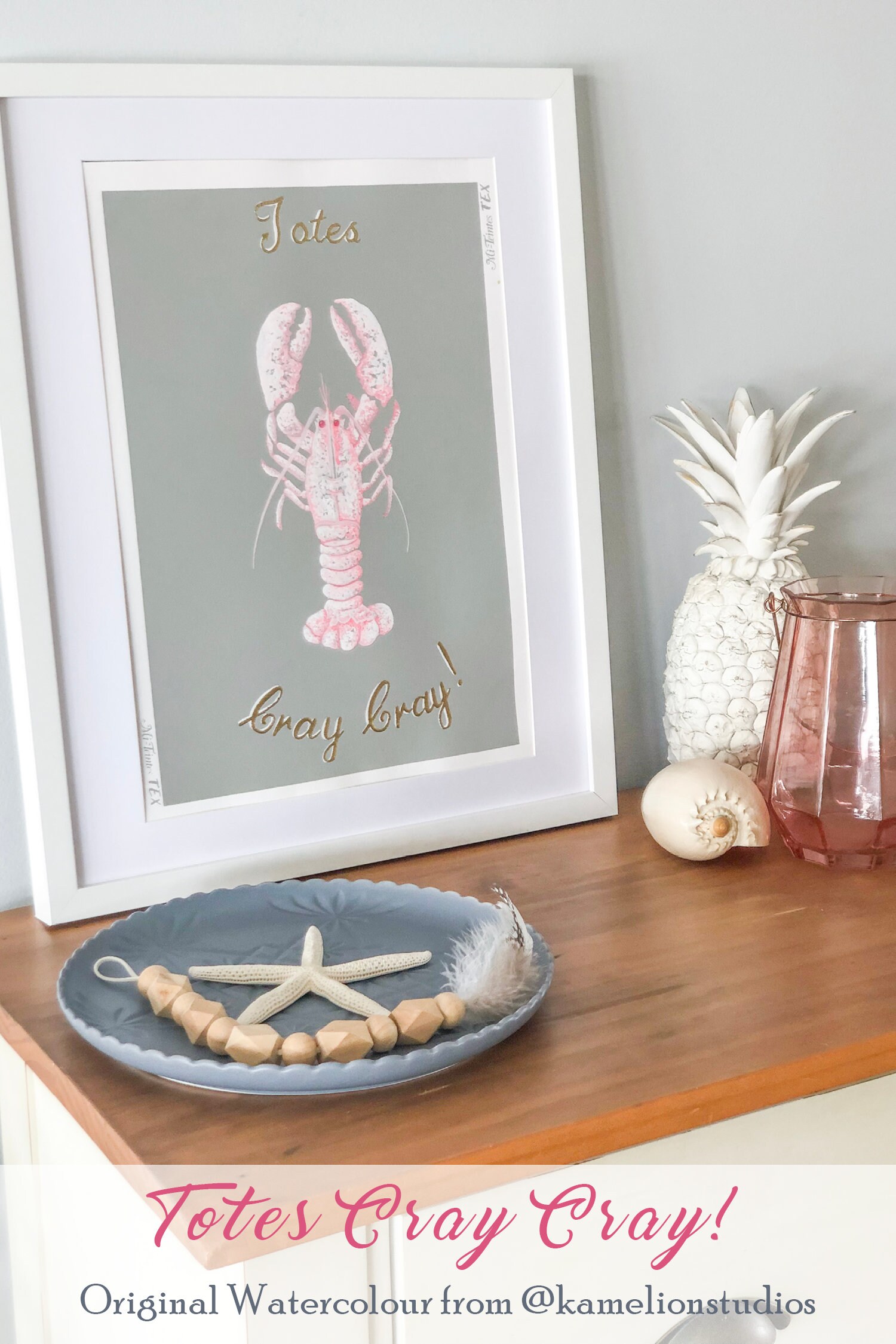 Totes Cray Cray Watercolour Lobster Coral Pink Crayfish - Etsy Australia