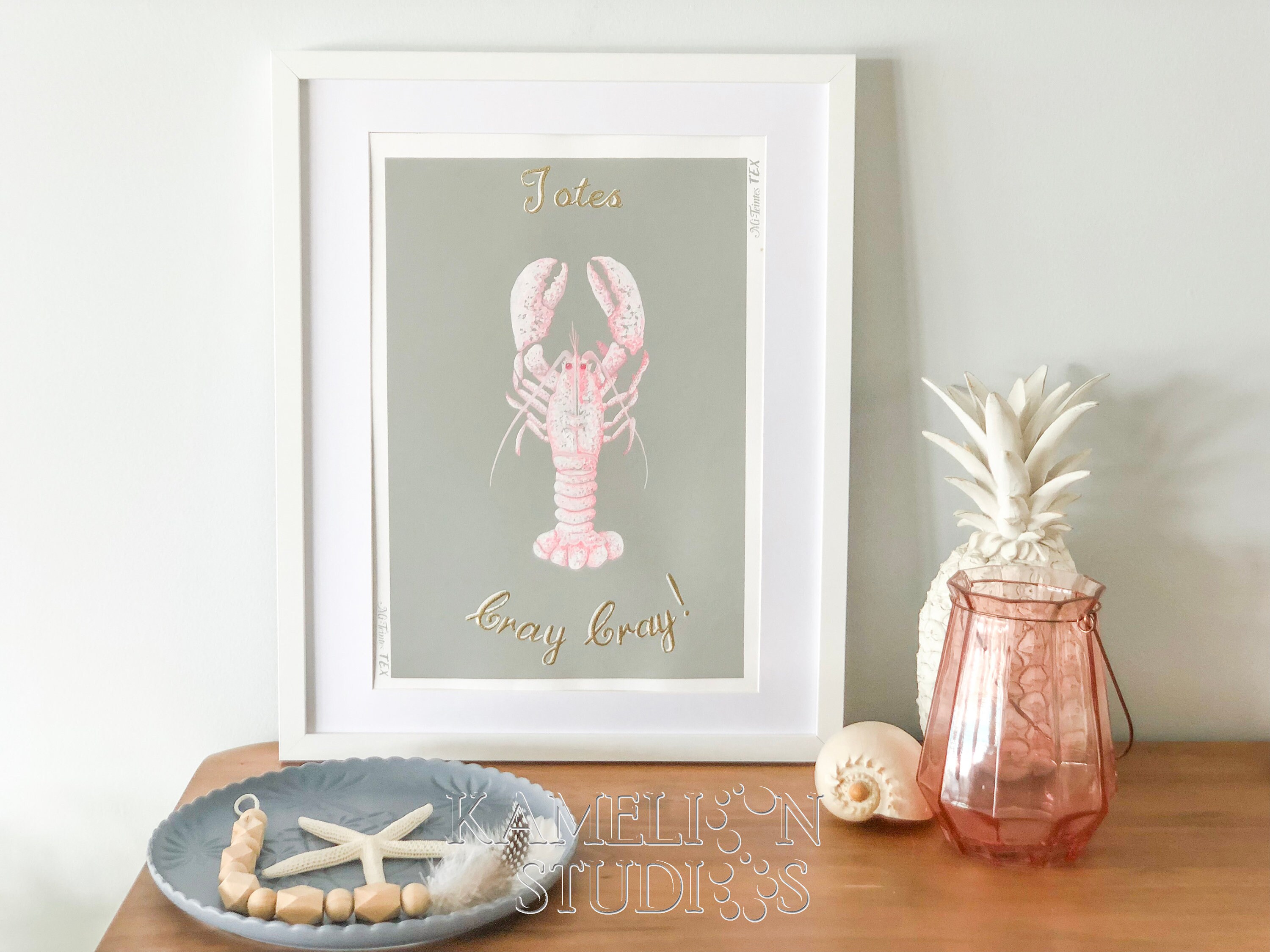 Totes Cray Cray Watercolour Lobster Coral Pink Crayfish - Etsy Australia