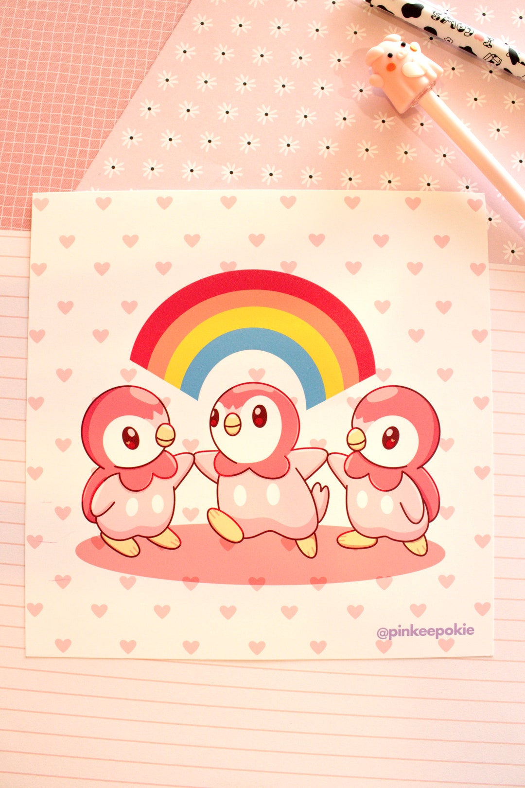 Pink Piplup Rainbow Friends Art Print 8x8 - Etsy