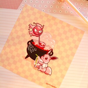 Pink Eevee and Ghastly Potion Art Print 8x8 - Etsy