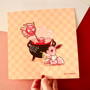 Pink Eevee and Ghastly Potion Art Print 8x8 - Etsy
