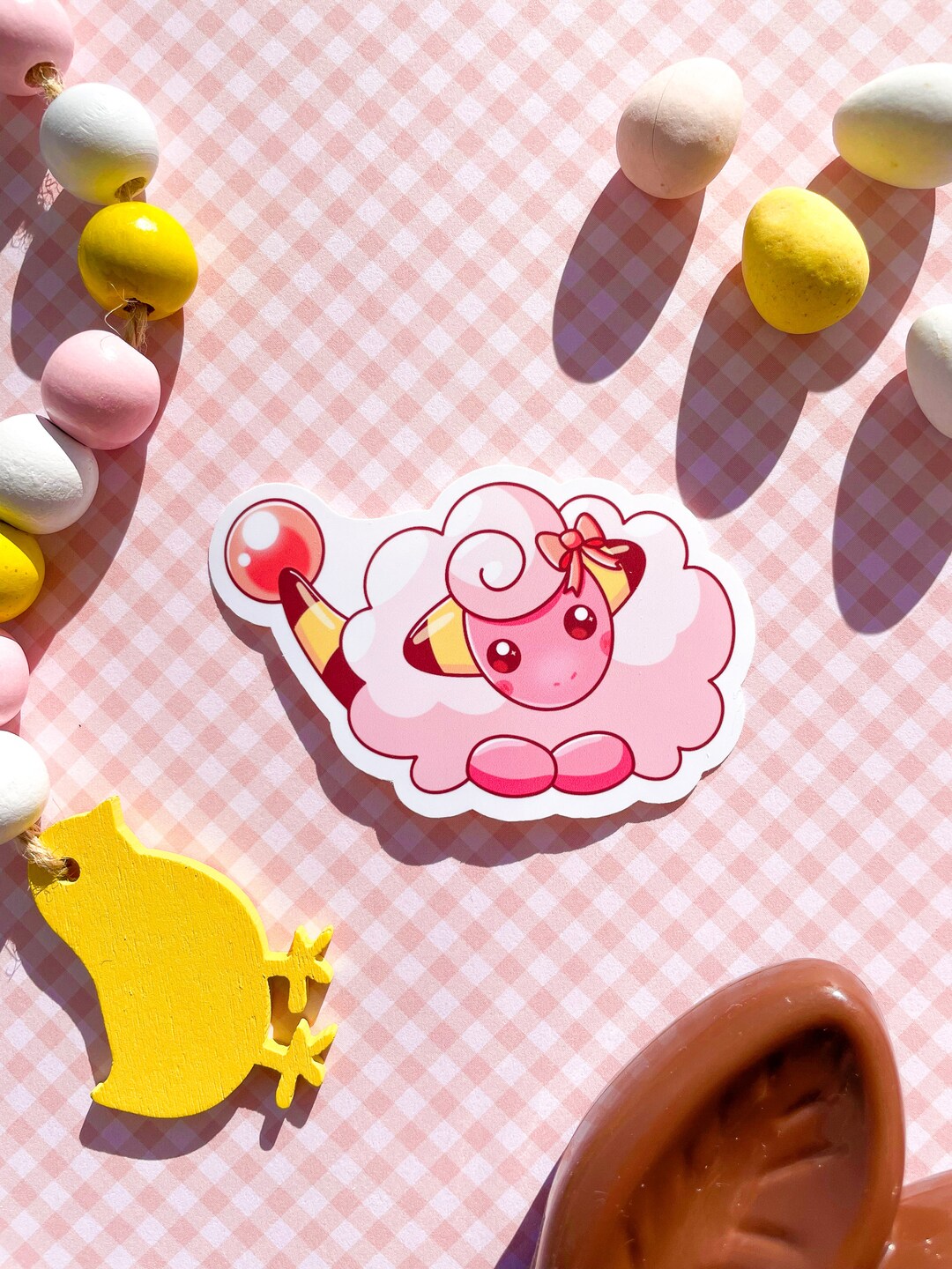 Ultra Glossy Sakura Easter Pink Mareep Vinyl Sticker - Etsy