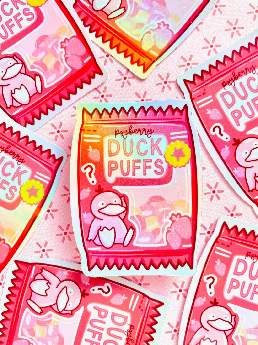 Holographic Psyduck Puff Candy Vinyl Sticker - Etsy