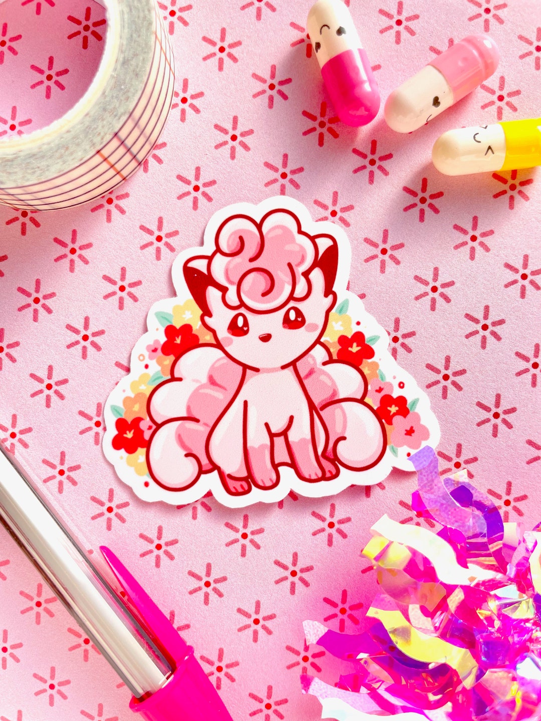 Ultra Glossy Spring Pink Alolan Vulpix Vinyl Sticker - Etsy