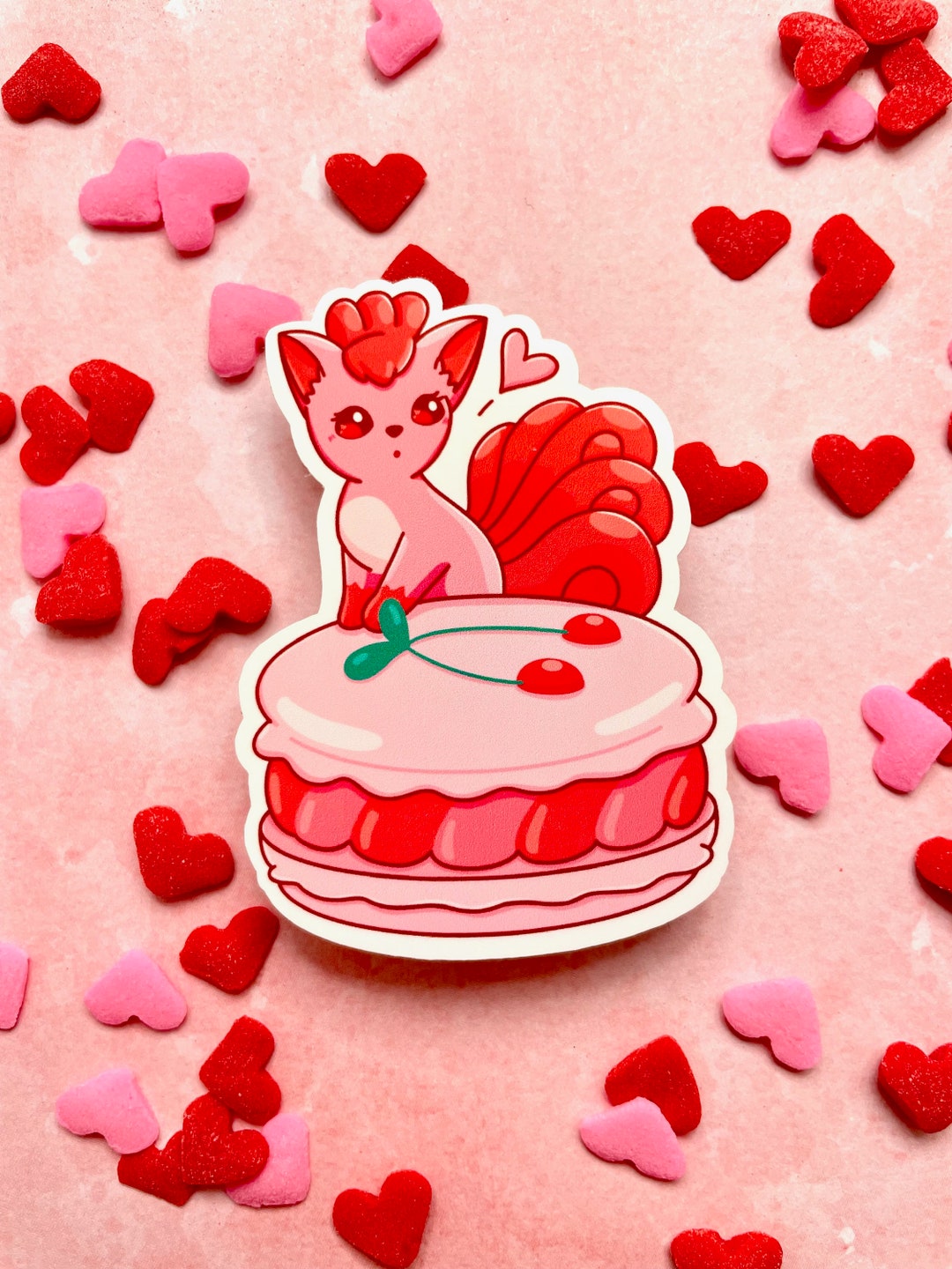 Ultra Glossy Pink Vulpix Macaron Sticker - Etsy