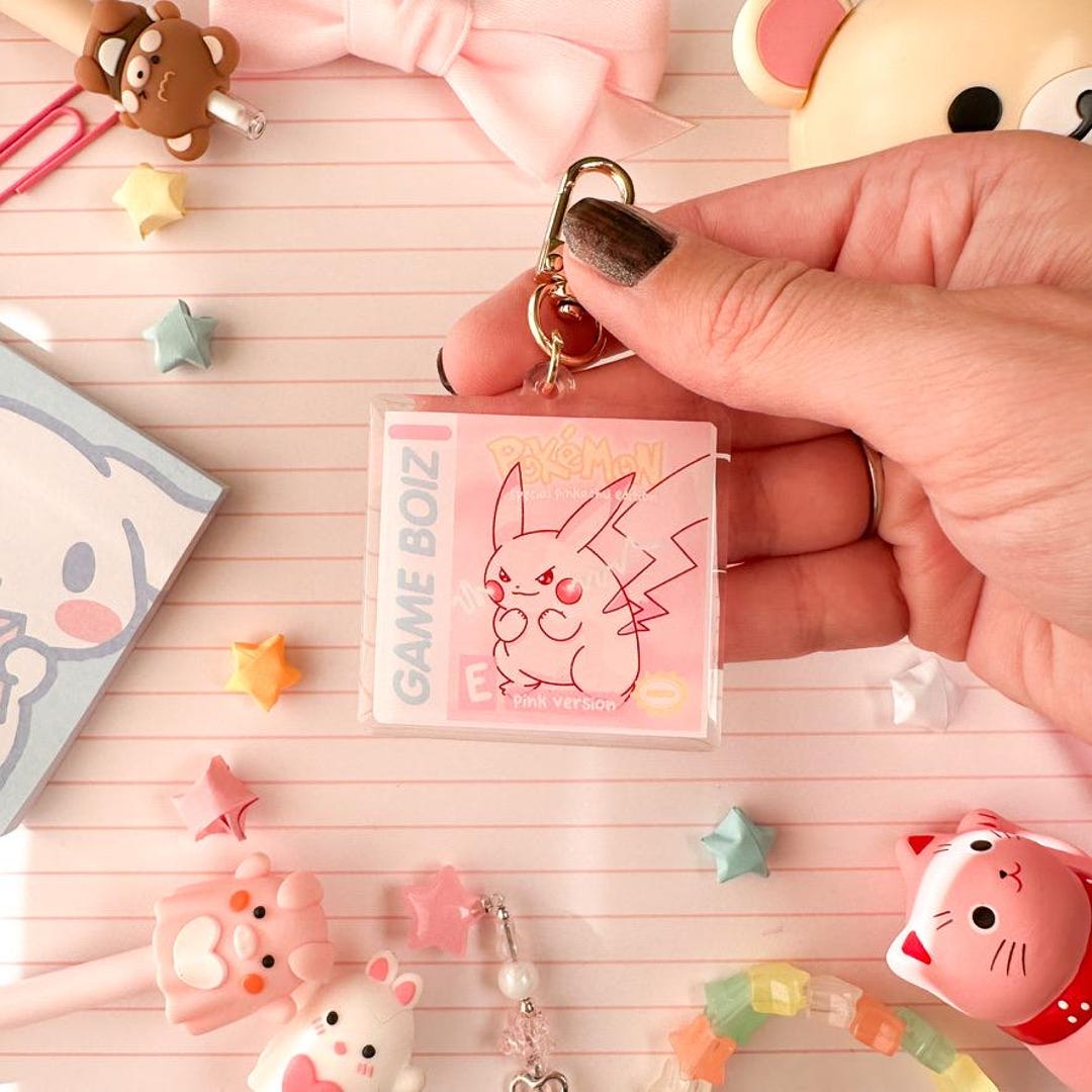 Acrylic Pink Pika Game Box Keychain - Etsy