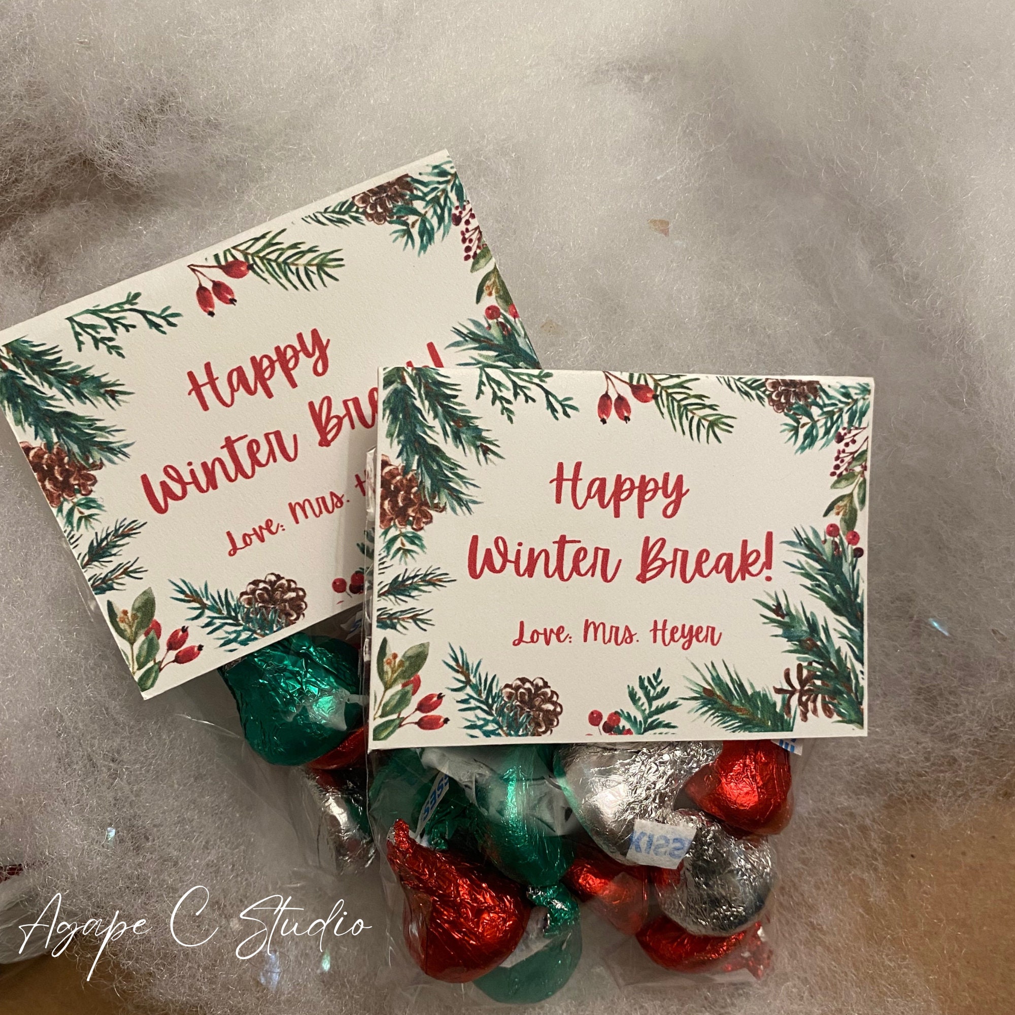 PERSONALIZED, Happy Holidays, Hershey Kisses Favor, Winter Favors ...