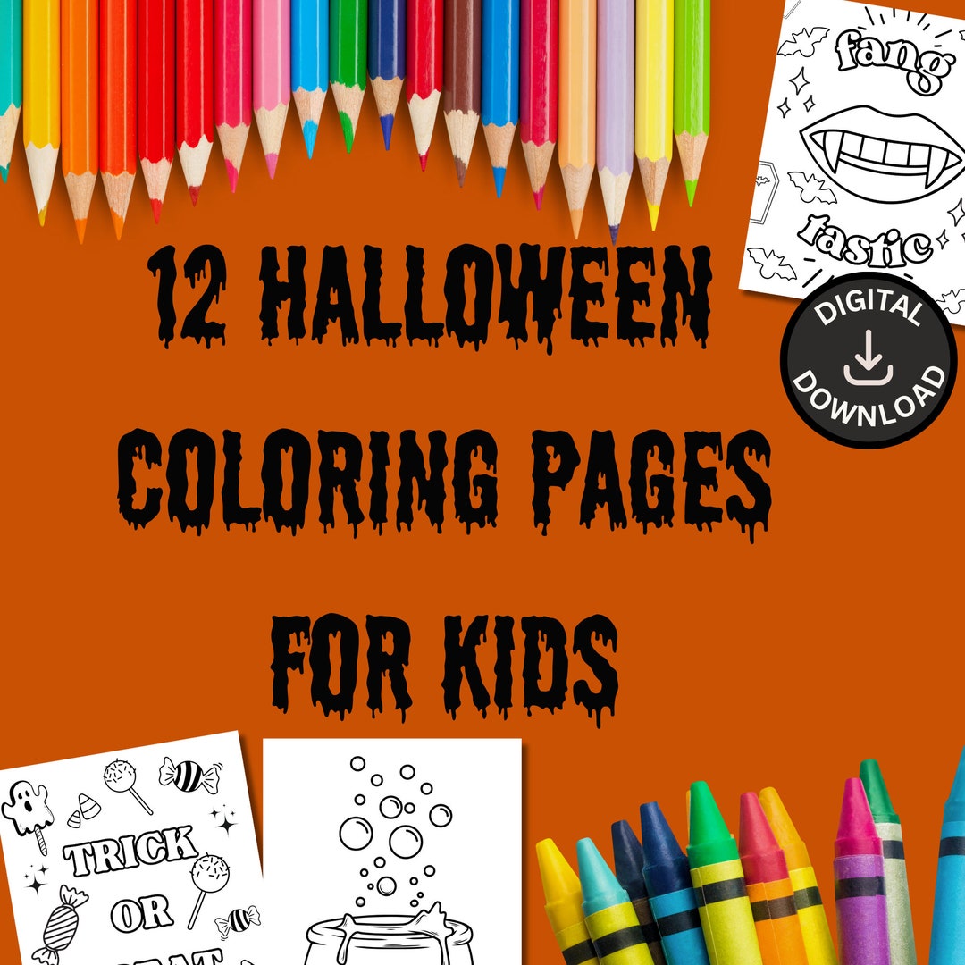 Spooky Spectacular: 12 Halloween Coloring Pages for Kids, Digital ...