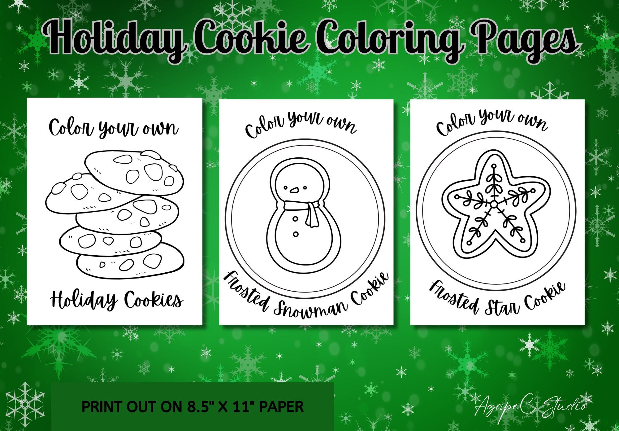 Holiday Cookie Coloring Pages, Kids Coloring Pages, Christmas ...