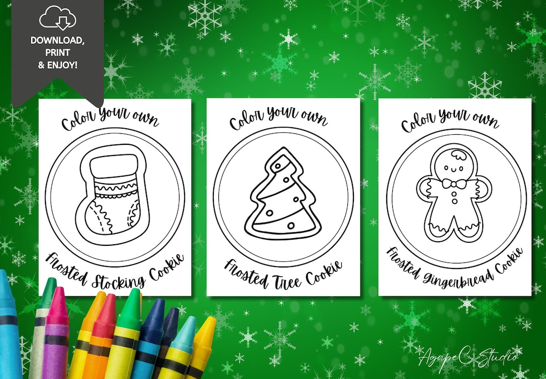 Holiday Cookie Coloring Pages, Kids Coloring Pages, Christmas ...