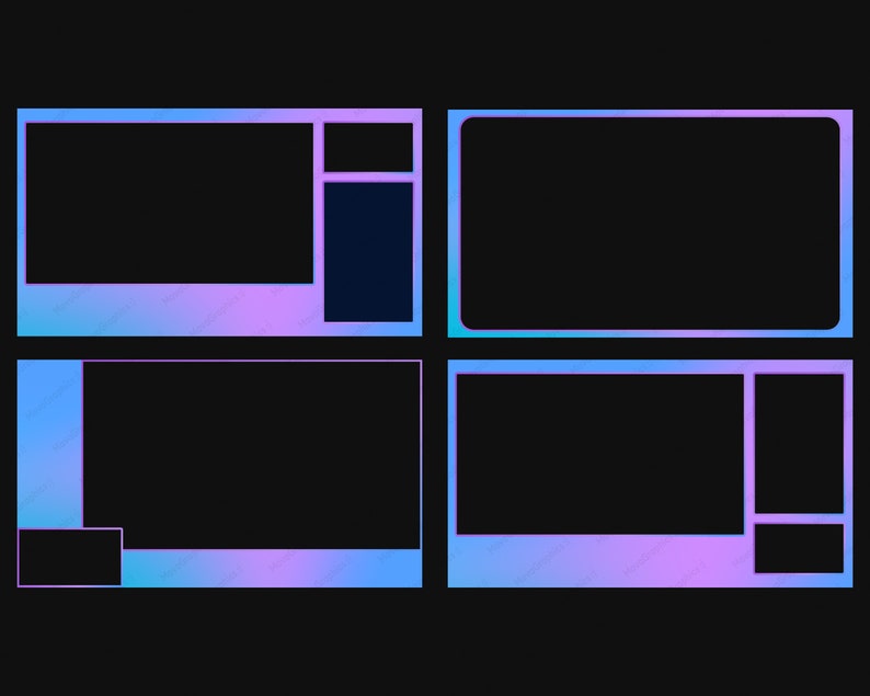 Purple Blue Twitch Streaming Overlay | Custom Twitch PNG Overlay Set ...
