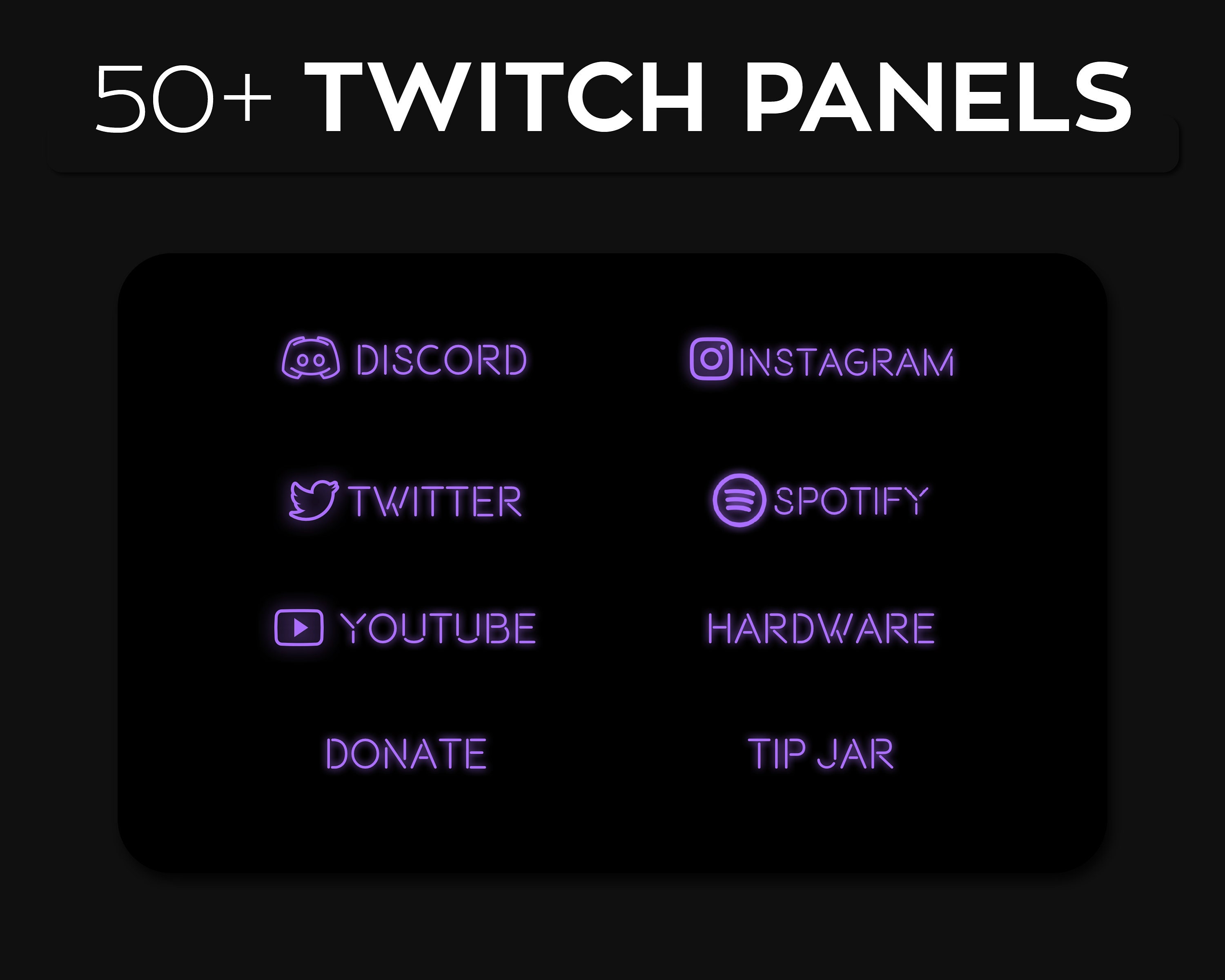 Purple Neon Twitch Panels Streaming With Icons Premade - Etsy Australia