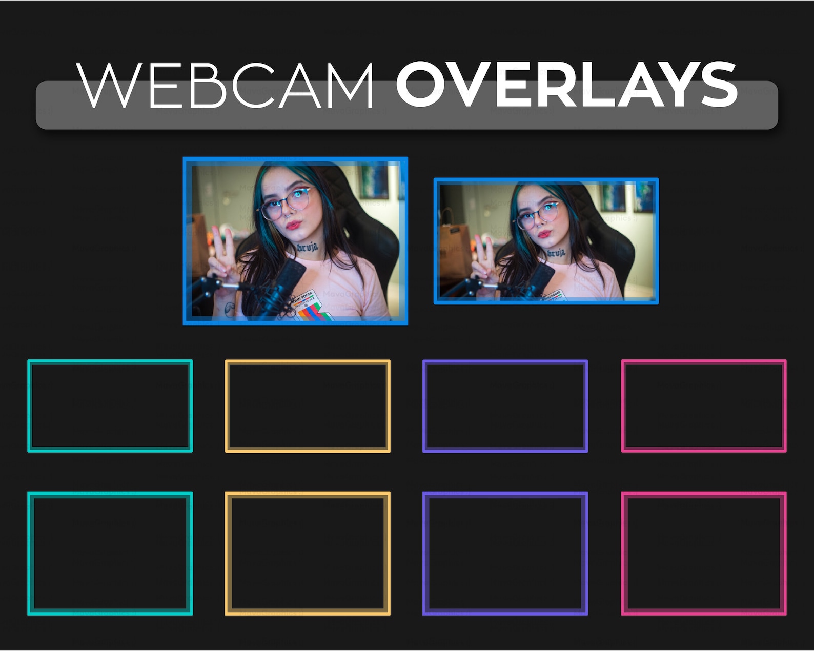 Twitch Webcam Frame Streaming Overlay Set, Webcam Border, Custom Twitch ...