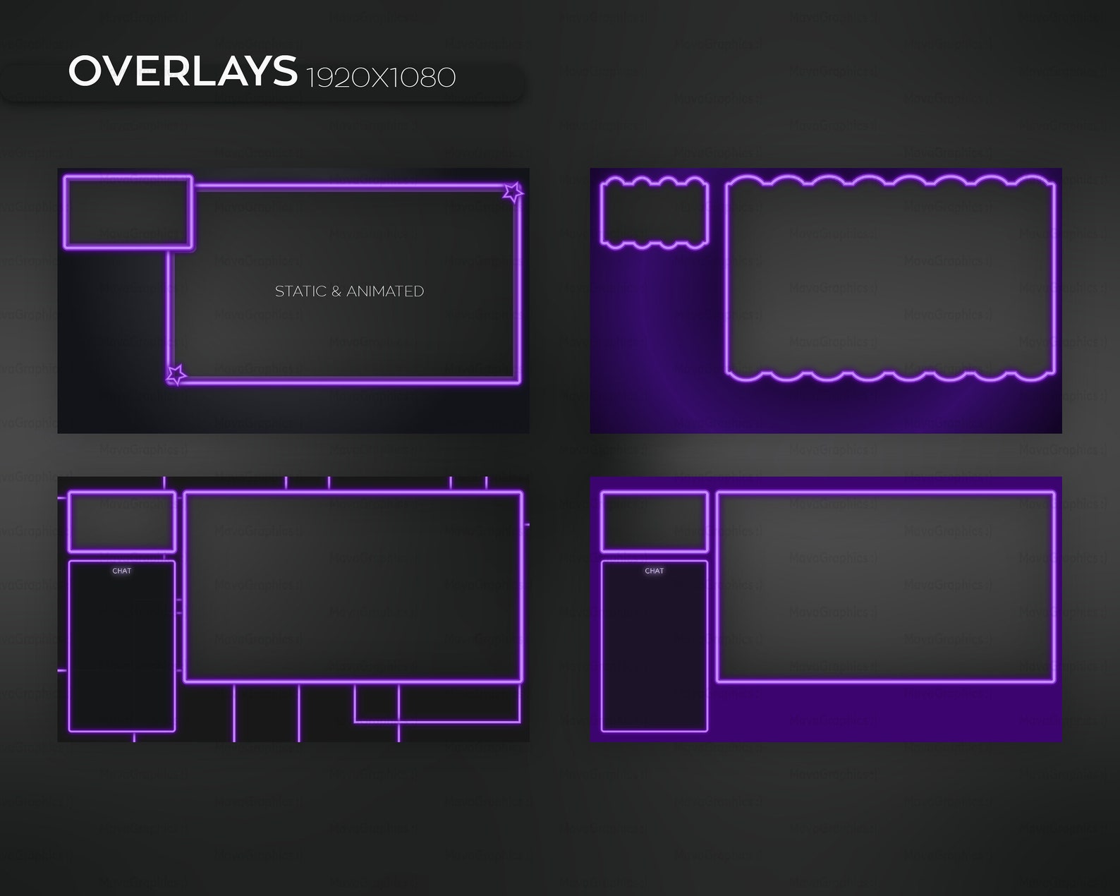 Twitch Overlay Neon Premade Purple Twitch Overlay Bundle Overlay ...