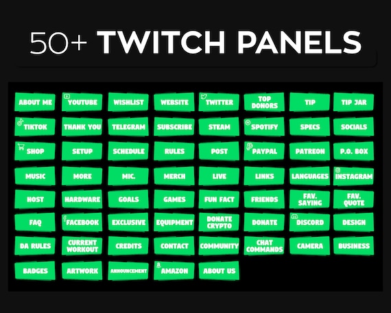 Bright Green Twitch Panels for Streamers Custom Twitch Panel | Etsy