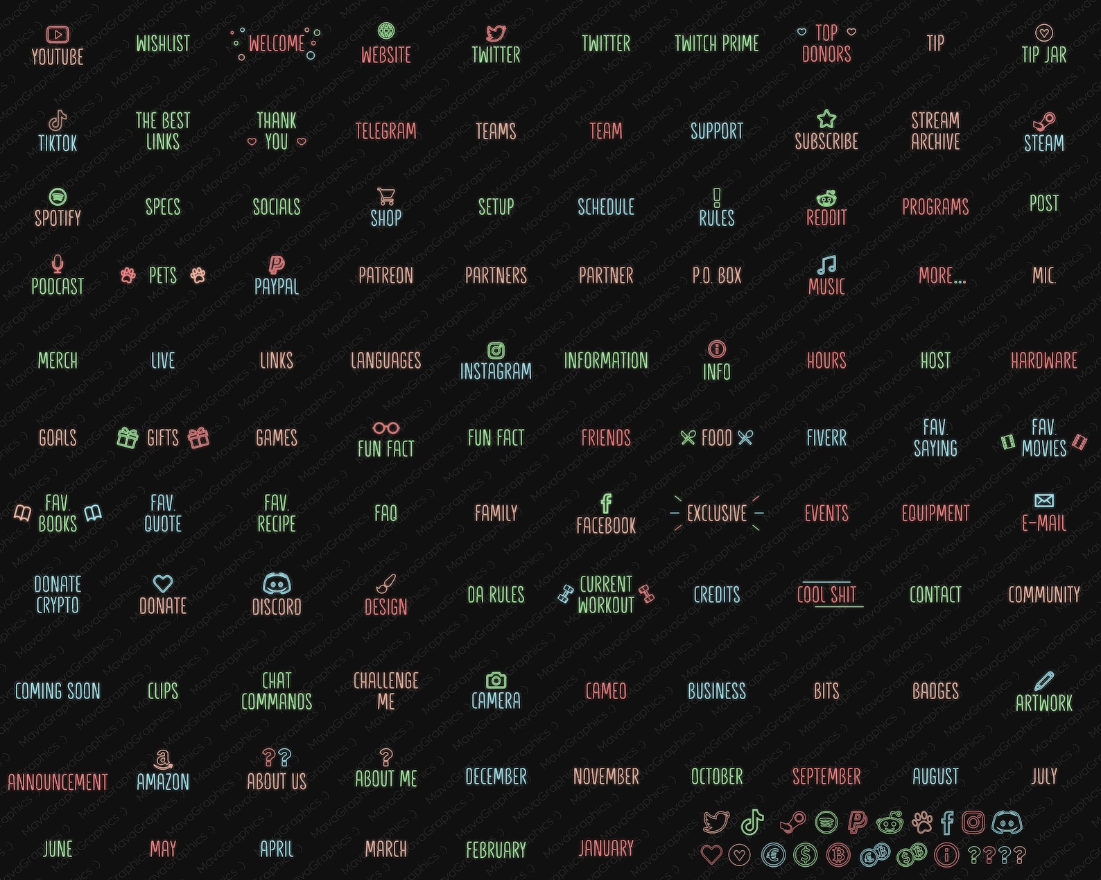100 Twitch Panels and Icons for Streaming Old Skool PNG | Etsy