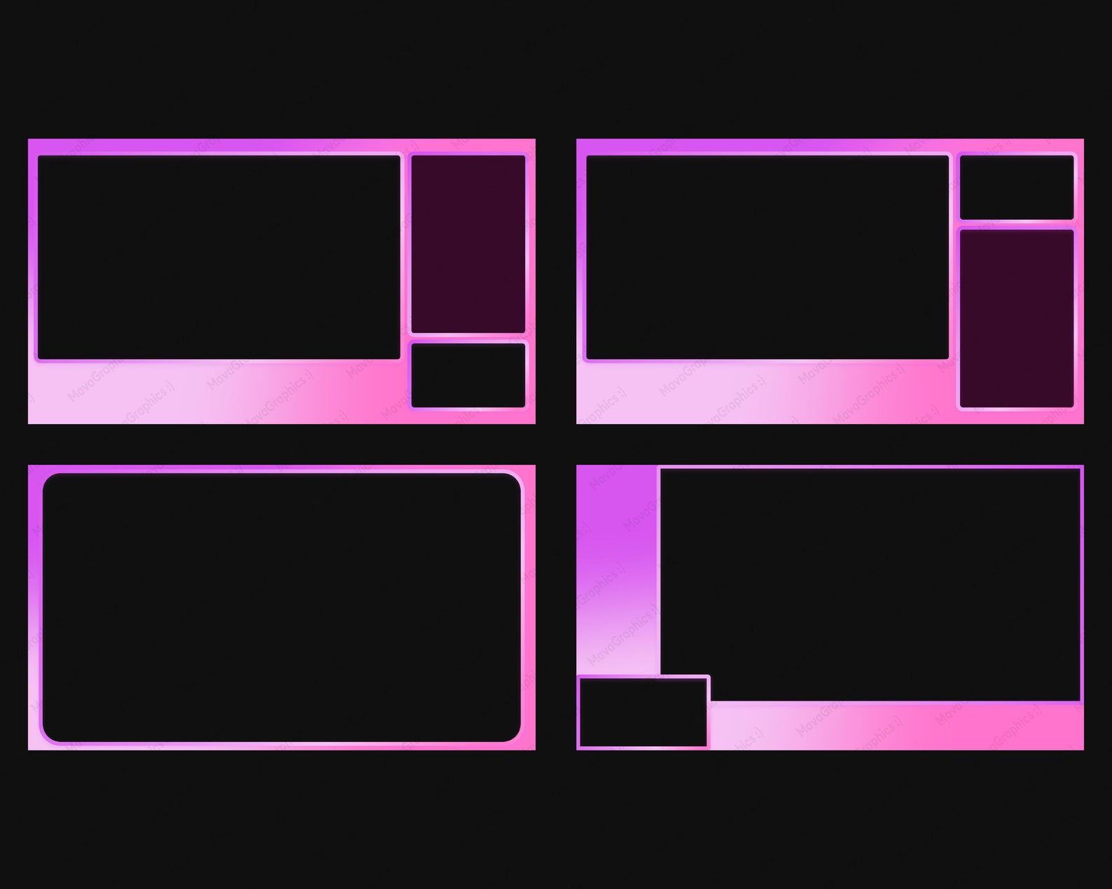 Pink Twitch Streaming Overlay | Custom Twitch PNG Overlay Set Bundle ...