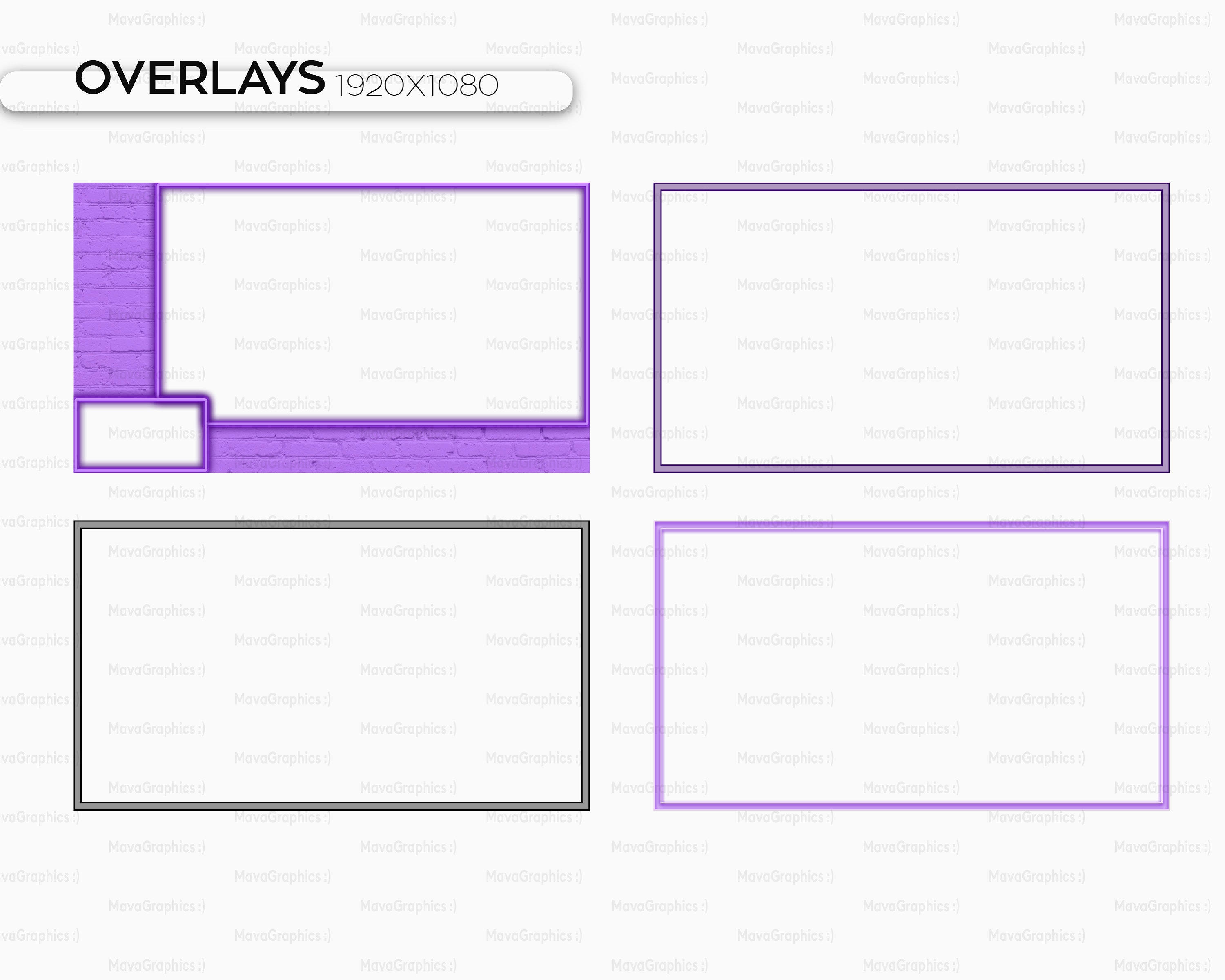 Twitch Overlay Neon Premade Purple Twitch Overlay Bundle Overlay ...