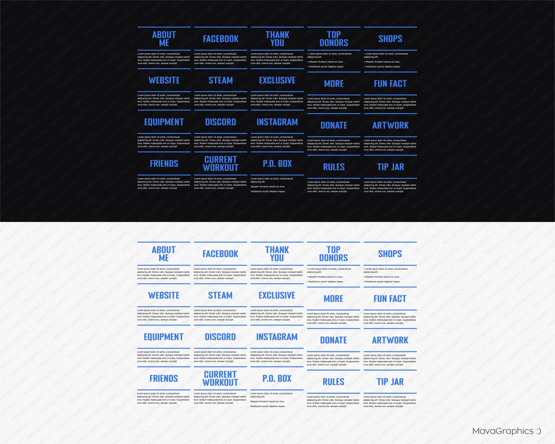 Blue Twitch Panels for Streamers Premade Twitch PNG Panels - Etsy
