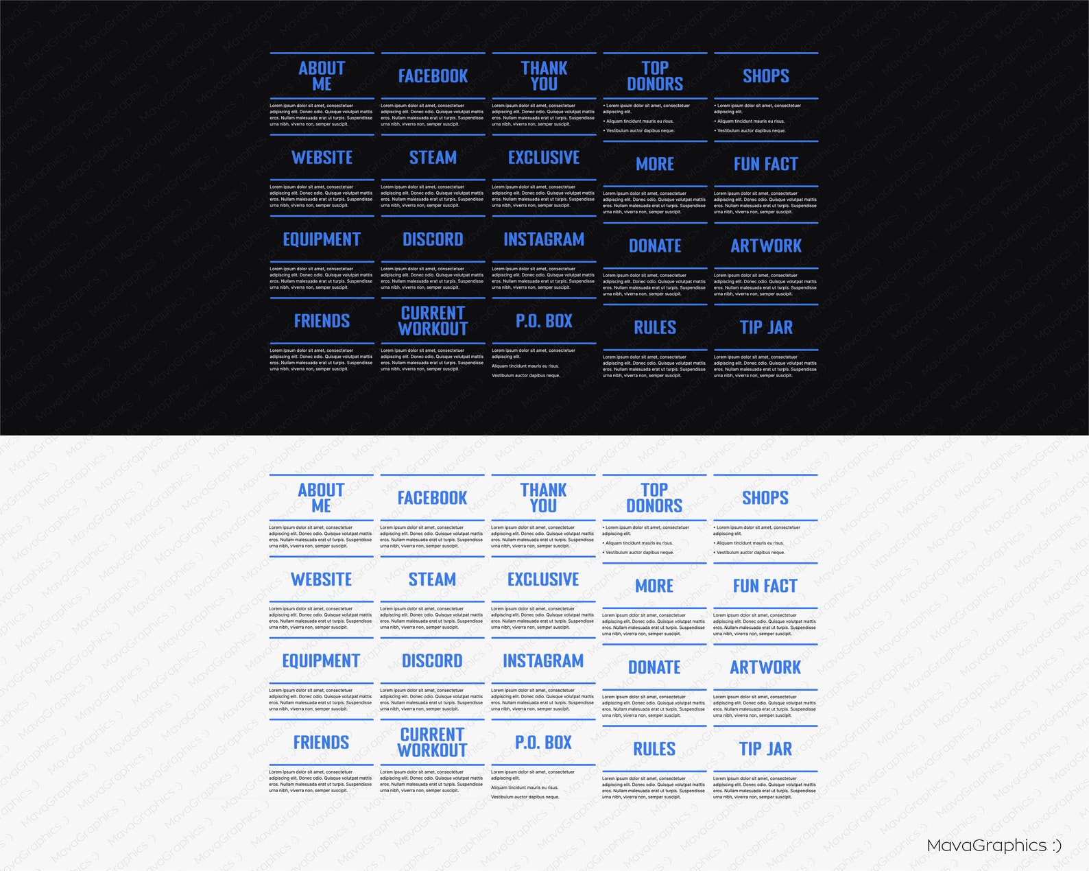 Blue Twitch Panels for Streamers Premade Twitch PNG Panels - Etsy