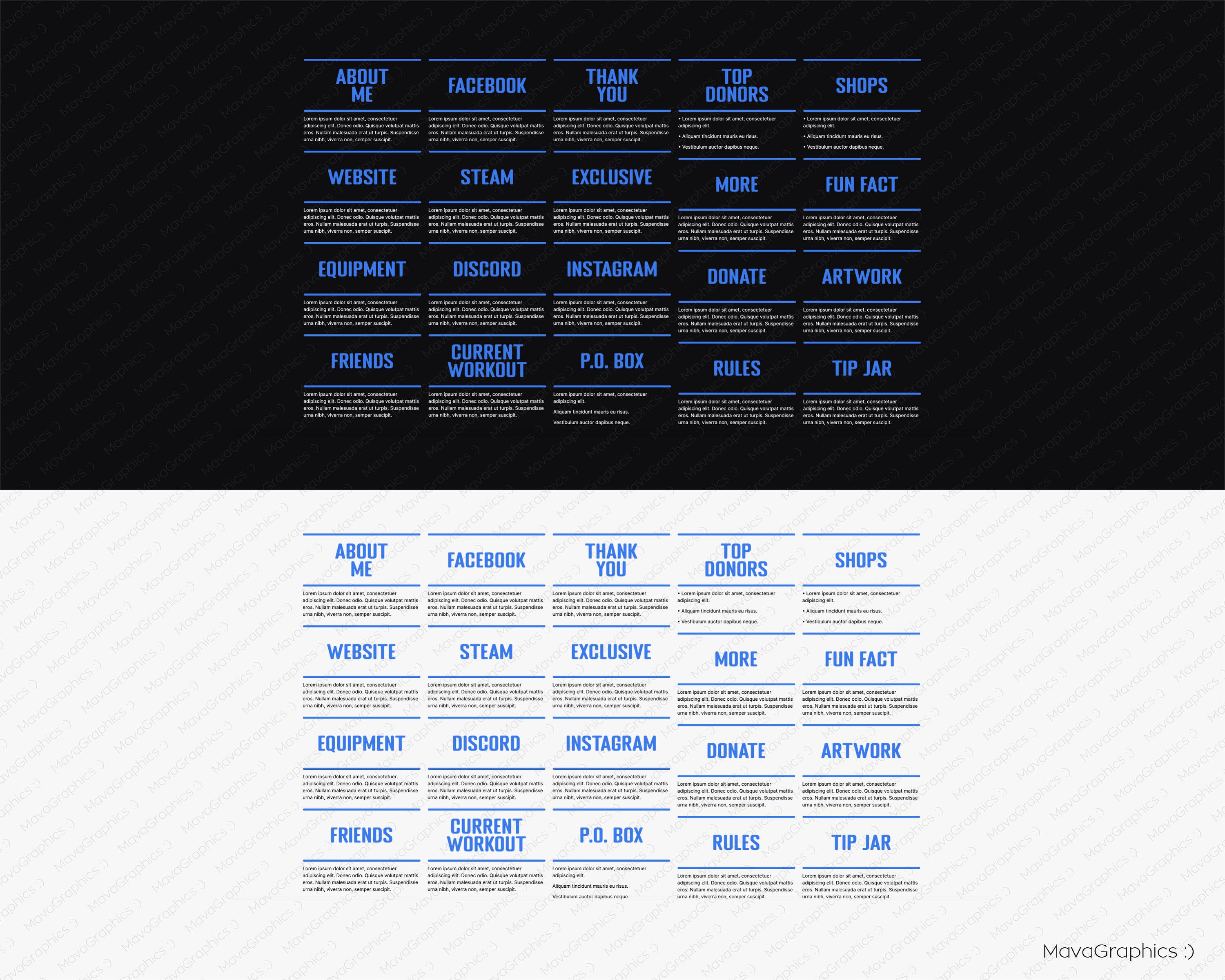 Blue Twitch Panels for Streamers Premade Twitch PNG Panels - Etsy