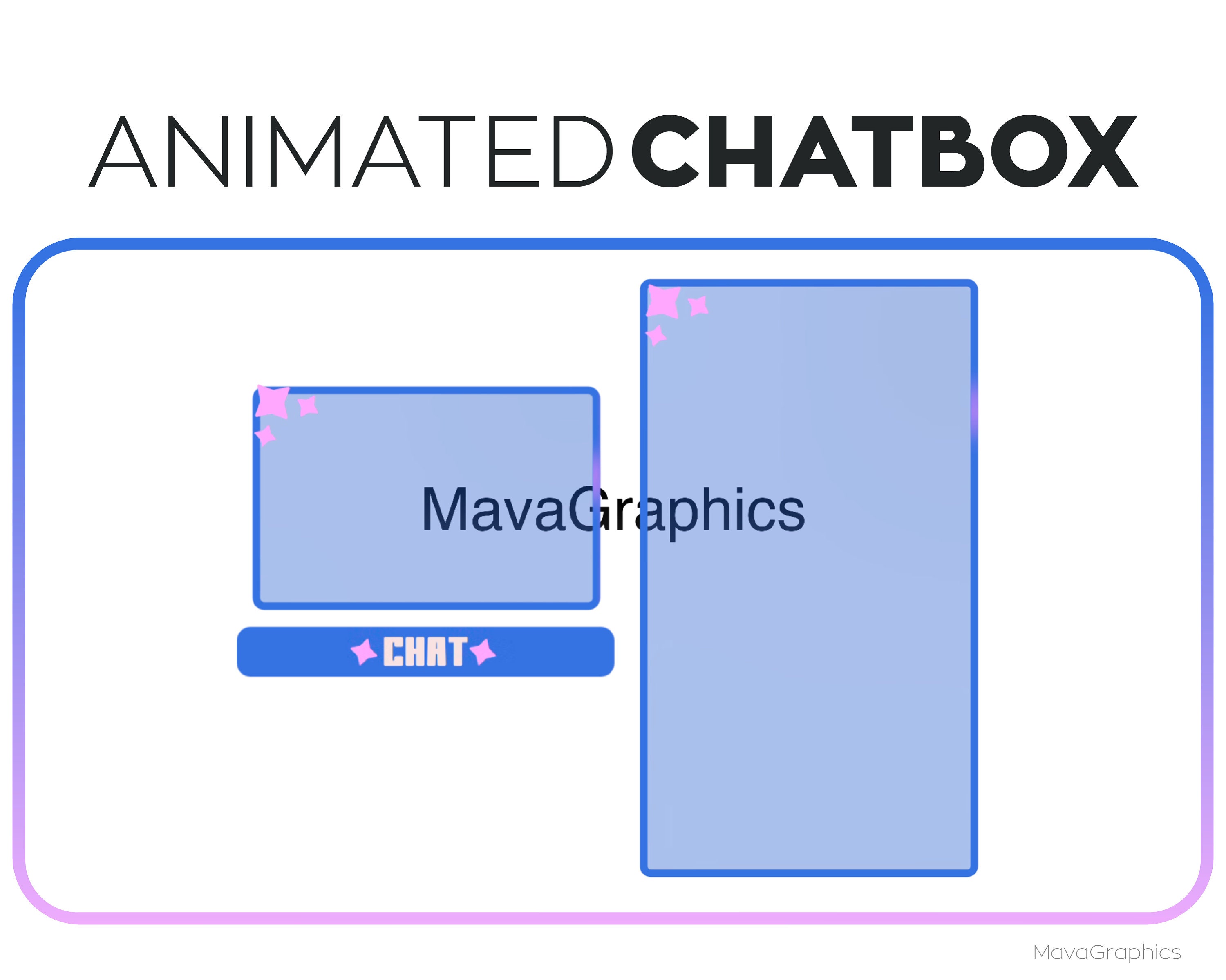 Pink Stars Blue Chatbox Overlay for Streamers | Premade Twitch ...