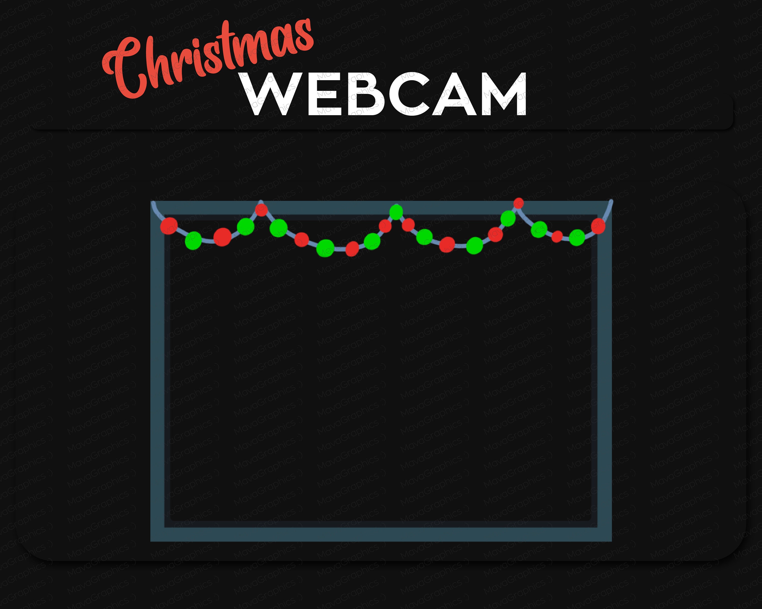 Dark Christmas Frame Overlay, Webcam With Ornaments Border, Premade ...
