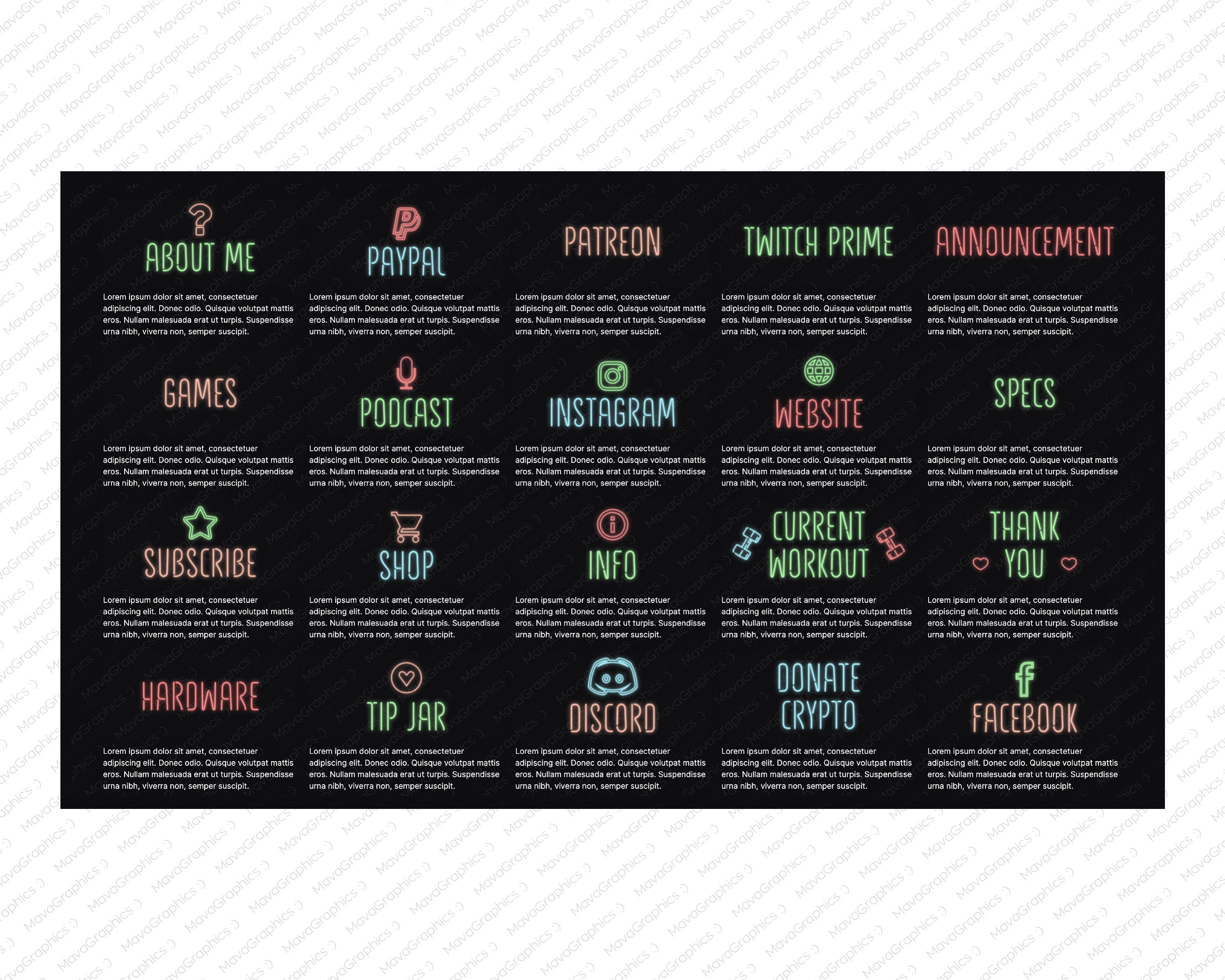 100 Twitch Panels and Icons for Streaming | Old Skool PNG Twitch Panels ...