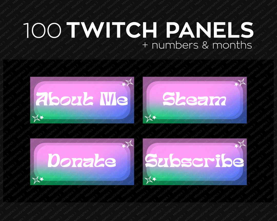 100 Funky Twitch Panels With Numbers and Months for Streamers, Pinks ...