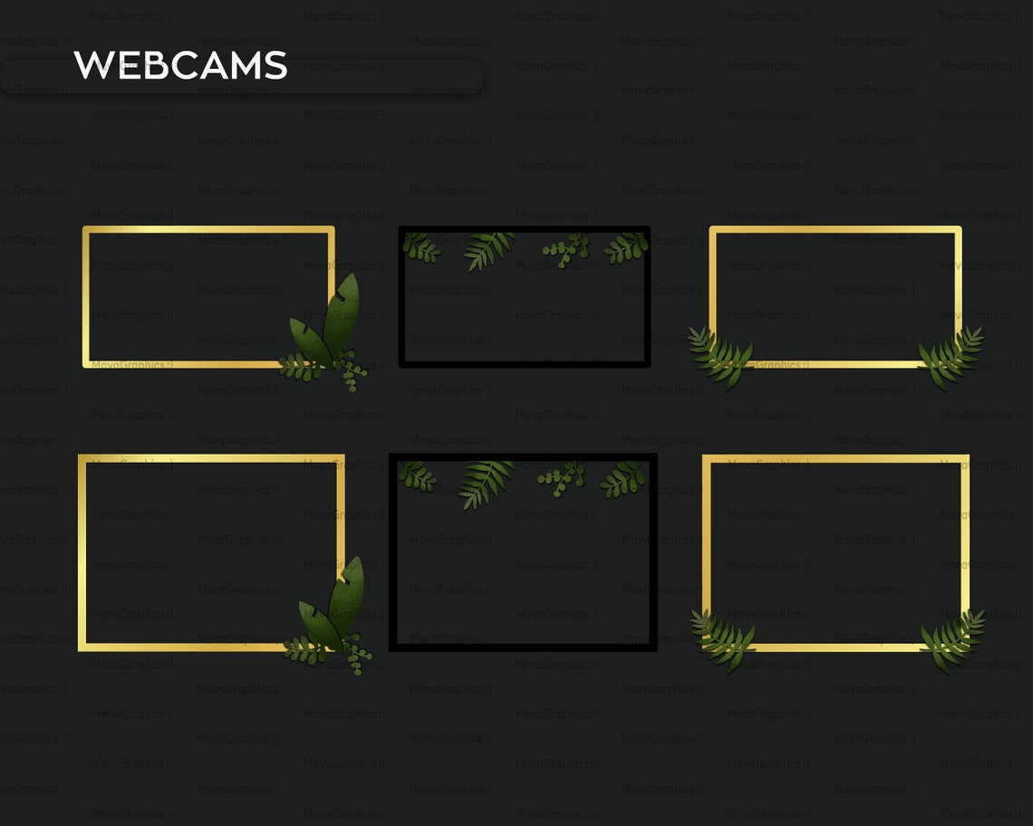 Black Gold Plants Stream Twitch Overlay Premade Simple Overlay Set for ...