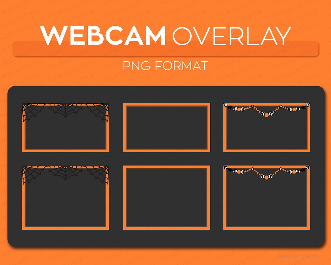 Classic Halloween Orange Spider Web Webcam Frame Overlay, Webcam Border ...