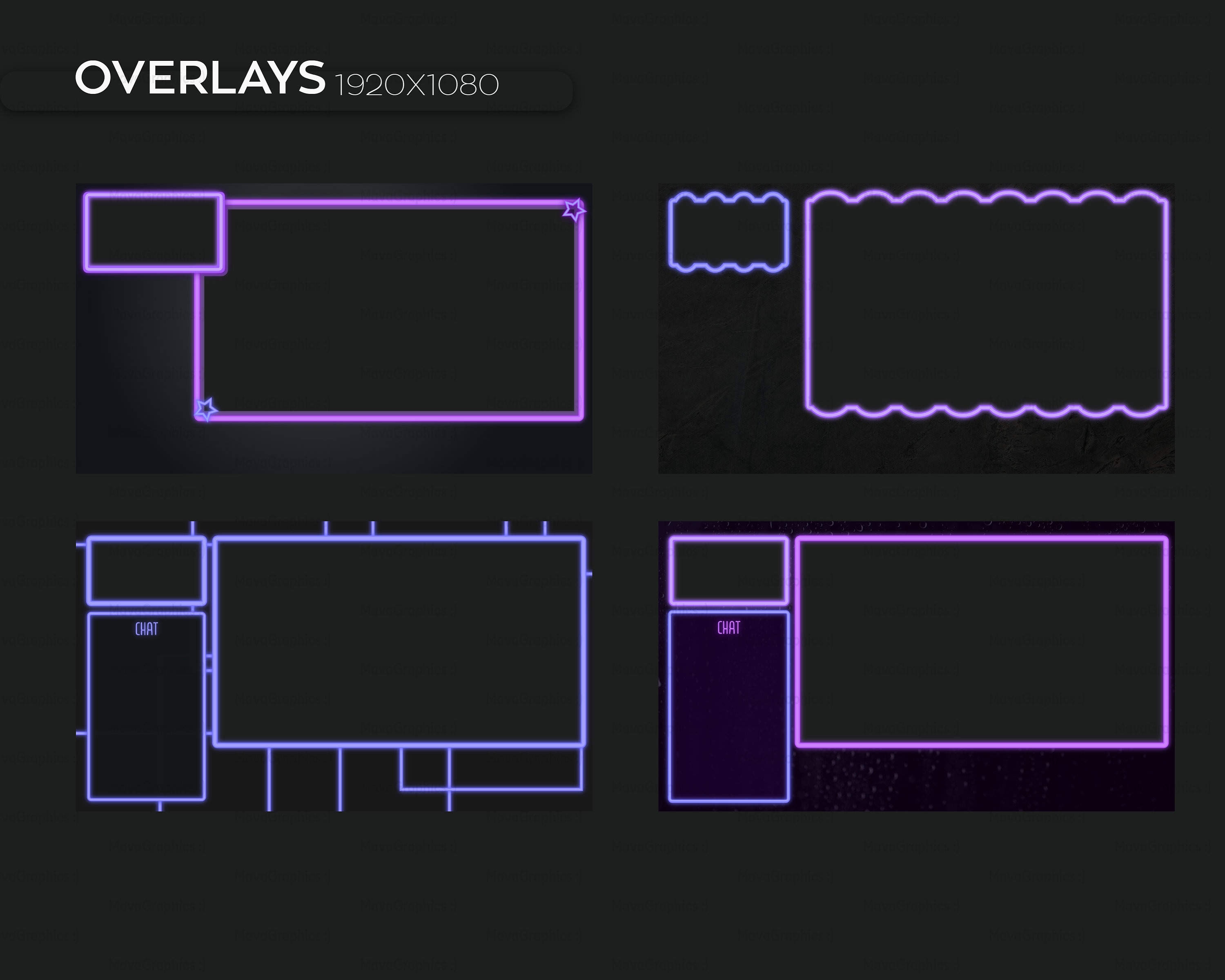 Twitch Overlay Bundle Neon Blue Purple Premade for Streaming - Etsy